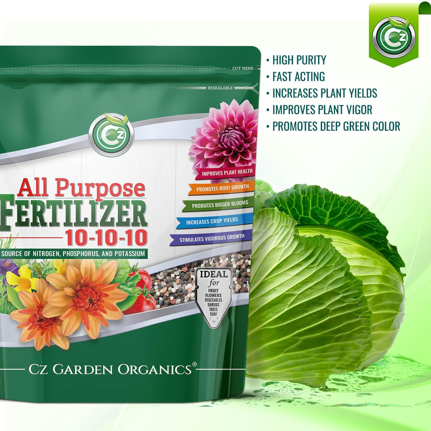 10-10-10 All Purpose Fertilizer - Made in USA - Granular Plant Food for ...