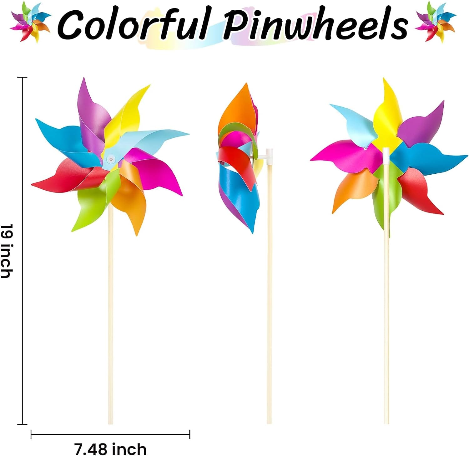 12 Pack Rainbow Pinwheels for Yard and Garden, Rainbow Party ...