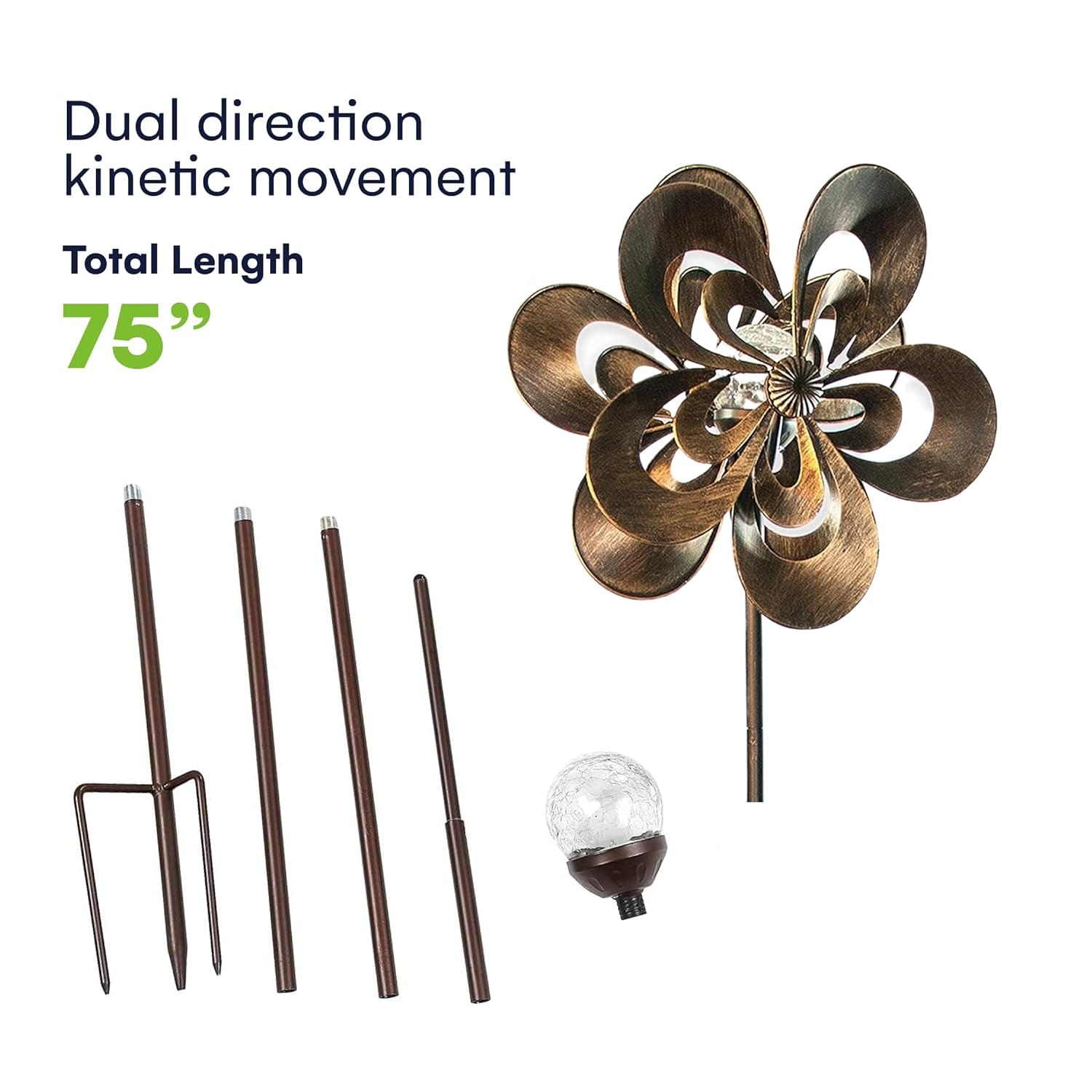 SteadyDoggie Wind Spinner - Garden Decor Spinners with Solar Powered ...