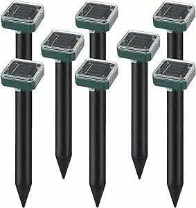 Fretech ELLASSAY Solar Powered Sonic Mole Deterrent Spikes,Snake Gopher ...
